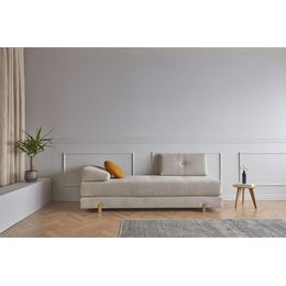 Stapelliege INNOVATION LIVING &trade; "Sigmund 579 Indu, Breite 200, Tiefe 80cm, F&uuml;&szlig;e Eichenholz lackiert", braun (hellbraun, hellbraun), B:80cm H:82cm L:200cm, Daybetten, Daybed mit zwei Federkernmatratzen, Fu&szlig;teil Eiche natur
