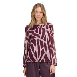 BETTY & CO Kurzarmshirt BETTY & CO "Damen mit Gummizug", Damen, Gr. S, rot (dunkelrot, nature), Netz, Obermaterial: 95% Polyester, 5% Elasthan; Futter: 95% Viskose, 5% Elasthan, figurumspielend normal, U-Boot-Ausschnitt, Shirts
