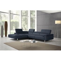 Ecksofa Egoitaliano "Malika, elegant und bequem, Designsofa, L-Form", grau (smoke), B:300cm H:94cm T:107cm, Leder &raquo;BULL&laquo; (echtes Rindsleder). Geschliffenes, pigmentiertes und behandeltes Rindsleder mit einer Dicke von 1, 3-1, 5 mm. Dieses Leder zeigt eine ziemlich weiche Hand mit einem halb undurchsichtigen Aussehen. Es handelt sich um ein gesch&uuml;tztes Leder. Eine leichte Deckschicht sch&uuml;tzt sie vo