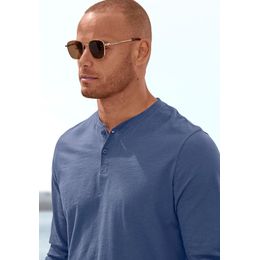 H.I.S. H.I.S Herren Langarmshirt, khaki / blau, Gr&ouml;&szlig;e S (44/46)
