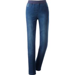 WITT Damen Schlupfjeans mit geripptem Strick-Dehnbund, blue-stone-washed, Gr&ouml;&szlig;e 19