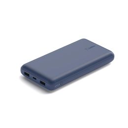 Belkin Powerbank "BoostCharge 20.000mAh Powerbank 15 Watt zum Laden von 3 Geräten", blau, 3,7 V 20.000mAh, Akkumulatoren, 1x USB-C, 2x USB-A, Power für bis zu 78 Stunden