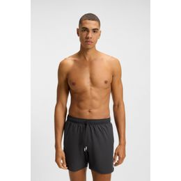 Badeshorts BOSS "Iconic", Herren, Gr. M (50), N-Gr, grau (schwarzgrau 022), Microfaser, Obermaterial: 100% Polyester, Badehosen, mit Gesäßtasche