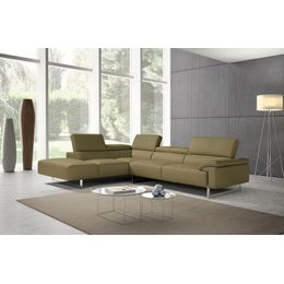 Ecksofa Egoitaliano "Malika, elegant und bequem, Designsofa, L-Form", gr&uuml;n (pistazie), B:300cm H:94cm T:107cm, Leder &raquo;BULL&laquo; (echtes Rindsleder). Geschliffenes, pigmentiertes und behandeltes Rindsleder mit einer Dicke von 1, 3-1, 5 mm. Dieses Leder zeigt eine ziemlich weiche Hand mit einem halb undurchsichtigen Aussehen. Es handelt sich um ein gesch&uuml;tztes Leder. Eine leichte Deckschicht sch&uuml;tzt sie
