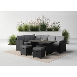 Gartenlounge-Set Konifera "Georgia", schwarz (schwarz,), Sitzmöbel-Sets, inkl. Auflagen, Schwarz, Tischplatte aus Nonwood