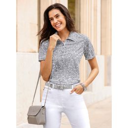 WITT Damen Poloshirt mit Ausbrenner-Muster, hellgrau-bedruckt, Gr&ouml;&szlig;e 40