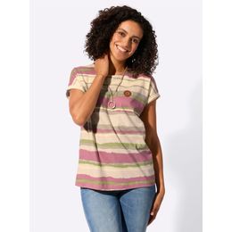 Kurzarmshirt Casual Looks "Shirt", Damen, Gr. 42, rosenholz, sand, bedruckt, 100% Baumwolle, gemustert, gestreift, mehrfarbig, Rundhals, Shirts