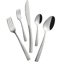 Besteck-Set Mulex "Madison", silber (edelstahlfarben), 60 Stk., Edelstahl 18/10, Essbesteck-Sets, geh&auml;mmert