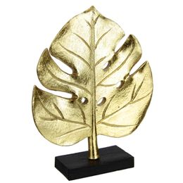 Dekofigur I.GE.A. "Splitphilo-Blatt Statue", gold, B:19cm H:24cm, Polyresin, Dekofiguren, Blattskulptur Figur Skulpturen Bl&auml;tter Deko Ornament Geschenk gold