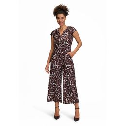 BETTY & CO Overall BETTY & CO "Damen kurzarm", Damen, Gr. 36, Normalgr&ouml;&szlig;en, braun (braun, nature), Obermaterial: 95% Polyester, 05% Elasthan, tailliert, V-Ausschnitt, Overalls Overall, Falten