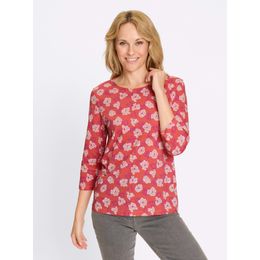 3/4-Arm-Shirt Classic Basics "3/4-Arm-Shirt", Damen, Gr. 46, grapefruit, hortensie, bedruckt, 100% Baumwolle, gebl&uuml;mt, gemustert, mehrfarbig, Rundhals, Shirts 3/4-Arm-Shirt