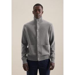 Strickjacke Seidensticker, Herren, Gr. M, grau, 55% Wolle, 25% Modal, 20% Polyamid, unifarben, regular fit, Strickjacken Strickjacke