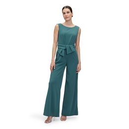 Overall Vera Mont "Damen mit weitem Bein", Damen, Gr. 34, Normalgr&ouml;&szlig;en, schwarz emerald, Cr&ecirc;pe, Obermaterial: 95% Polyester, 5% Elasthan; Futter: 100% Polyester, ausgestellt, U-Boot-Ausschnitt, Overalls Overall