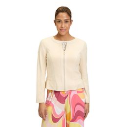 Jackenblazer Betty Barclay "Damen mit Rei&szlig;verschluss", Damen, Gr. 36, grau, Samt, Obermaterial: 92% Polyester, 8% Elasthan, sehr schmal normal, Rundhals, Blazer, Material