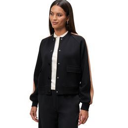 Jackenblazer Zero "Damen mit Kontraststreifen", Damen, Gr. 44, grün (patch schwarzcamel), Stoff, Obermaterial: 63% Polyacryl, 37% Polyamid, unifarben, figurumspielend hüftlang, weit Bündchen mit Gummizug, Blazer, Knopfleiste