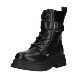 Schnürstiefelette Buffalo "Buffalo Stiefelette Lederimitat", Damen, Gr. 36, schwarz, Lederimitat, Schuhe Schnürstiefelette