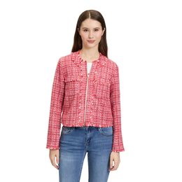 Jackenblazer Betty Barclay "Damen mit Fransen", Damen, Gr. 42, bunt (rot, pink), Obermaterial: 65% Polyacryl, 18% Baumwolle, 17% Polyester, normal normal, Rundhals, Blazer, Material