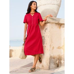 Jeanskleid Casual Looks "Jeans-Kleid", Damen, Gr. 52, Normalgr&ouml;&szlig;en, erdbeere, Twill, 100% Baumwolle, unifarben, wadenlang, V-Ausschnitt, Kleider