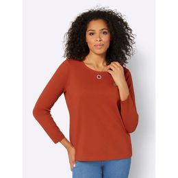 Rundhalsshirt Casual Looks "Shirt", Damen, Gr. 40, rot (rostrot), 100% Baumwolle, unifarben, Rundhals, Shirts Rundhalsshirt