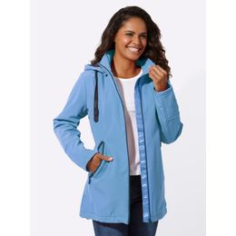 Softshelljacke Casual Looks, Damen, Gr. 20, blau (himmelblau), 94% Polyester, 6% Elasthan, unifarben, Jacken Softshelljacke