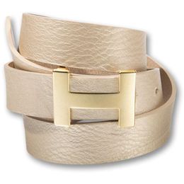Koppelg&uuml;rtel Silbergift, Damen, Gr. 105, beige (champagner), Rindsleder, unifarben, festlich, G&uuml;rtel Koppelg&uuml;rtel, mit grafischer Schlie&szlig;e