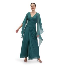 Multifunktionstuch Vera Mont "Damen mit Volant", Damen, Gr. L, grün (schwarz emerald), Chiffon, Polyester, festlich, Modetücher Multifunktionstuch, Nahtführung