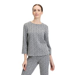 Shirtbluse Cartoon "Damen mit Jacquard", Damen, Gr. 34, blau (dunkelblau, blau), Obermaterial: 50% Polyester, 34% Baumwolle, 15% Viskose, 1% Elasthan., figurumspielend normal, Rundhals, Blusen