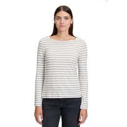 BETTY & CO Kurzarmshirt BETTY & CO "Damen mit U-Boot-Ausschnitt", Damen, Gr. XL, wei&szlig; (wei&szlig;, grau), Obermaterial: 95% Baumwolle, 5% Viskose, figurumspielend normal, eckiger Ausschnitt, Shirts