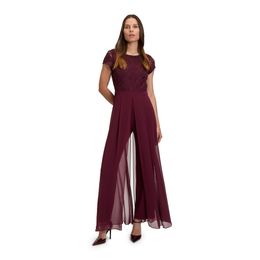 Overall Vera Mont "Damen kurzarm", Damen, Gr. 44, Normalgrößen, rot (deep wine), Obermaterial: 95% Polyester, 5% Elasthan; Besatz: 100% Polyester; Futter: 100% Polyester, ausgestellt, Rundhals, Overalls Overall, Design