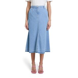 Midirock Betty Barclay "Damen mit offenem Saum", Damen, Gr. 38, blau (light blau denim), Obermaterial: 50% Baumwolle, 40% Lyocell, 10% Modal, ausgestellt lang, R&ouml;cke, Form