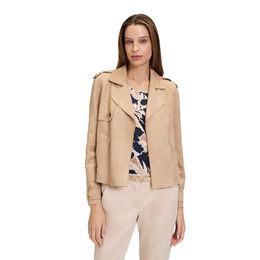 Kurzblazer Betty Barclay "Damen langarm", Damen, Gr. 42, beige, Samt, Obermaterial: 95% Polyester, 5% Elasthan, gerade normal, Blazer Kurzblazer, Material