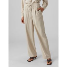 V&eacute;ro Moda Schlupfhose VERO MODA "VMJESMILO HW WIDE PANTS WVN NOOS", Damen, Gr. XS (34), N-Gr, beige (silber lining), Web, Obermaterial: 55% Viskose, 45% Leinen, unifarben, normal normal, Hosen Schlupfhose, mit Seitentaschen