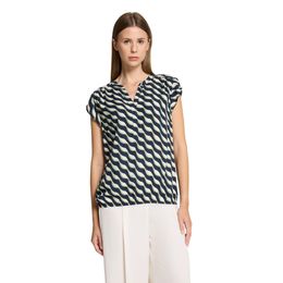 Schlupfbluse Betty Barclay "Damen kurzarm", Damen, Gr. 42, bunt (dunkelblau, gr&uuml;n), Obermaterial: 100% Viskose, figurumspielend normal, Rundhals, Blusen Schlupfbluse