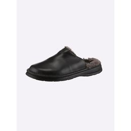 Pantoffel, Herren, Gr. 44, schwarz, Glattleder, Basic, Schuhe