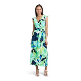 Jerseykleid Betty Barclay "Damen ohne Arm", Damen, Gr. 42, Normalgr&ouml;&szlig;en, bunt (gr&uuml;n, blau), Jersey, Obermaterial: 95% Viskose, 5% Elasthan., ausgestellt lang, V-Ausschnitt, Kleider Jerseykleid, Form