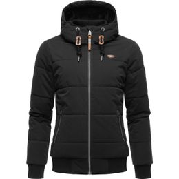 Steppjacke Ragwear "Nuggys Solid", Damen, Gr. XL (42), schwarz, Rippstrick, Obermaterial: 100% Polyester; Futter: 100% Polyester; Wattierung: 100% Polyester, normal h&uuml;ftlang, hoch geschlossener Ausschnitt, &Auml;rmel ohne &Auml;rmelschlitz Rippstrickb&uuml;ndchen mit innenliegendem Gummizug, Jacken Steppjacke, stylische und taillierte Winterjacke