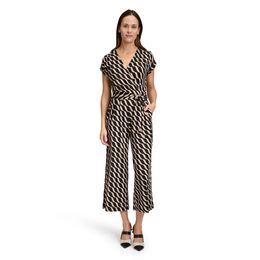 Overall Betty Barclay "Damen mit Eingrifftaschen", Damen, Gr. 44, Normalgr&ouml;&szlig;en, schwarz (schwarz, beige), Jersey, Obermaterial: 95% Viskose, 5% Elasthan, figurumspielend, V-Ausschnitt, Overalls Overall, Form