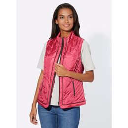 Steppweste Casual Looks, Damen, Gr. 46, pink (fuchsia), 100% Polyester, unifarben, Westen Steppweste