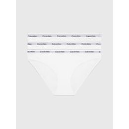 Bikinislip "3 PACK BIKINI (LOW-RISE)", Damen, Gr. M (38), 3 Stk., wei&szlig; (wei&szlig;, wei&szlig;, wei&szlig;), Jersey, Obermaterial: 90% Baumwolle, 10% Elasthan, Calvin Klein Underwear, unifarben, k&ouml;rpernah, Unterhosen, Low Rise mit Logobund