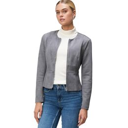 Jackenblazer Zero "Damen Wildlederoptik", Damen, Gr. 38, grau (steel gray), Stoff, Obermaterial: 95% Polyester, 5% Elasthan, aufgeraut, figurbetont normal, Rundhals, eng, Blazer, Plain/ohne Details