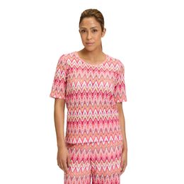 Kurzarmshirt Betty Barclay "Damen mit Rippb&uuml;ndchen", Damen, Gr. 42, rot (rot, ros&egrave;), Spitze, Obermaterial: 96% Polyester, 4% Polyester, tailliert normal, Rundhals, Shirts, Spitze