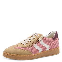 Marco Tozzi Damen Plateausneaker, Gr. 40ros&eacute; kombiniert, Lederimitat, Textil, kontrastfarbene Details, Schuhe, Freizeitschuh, Halbschuh, Schn&uuml;rschuh