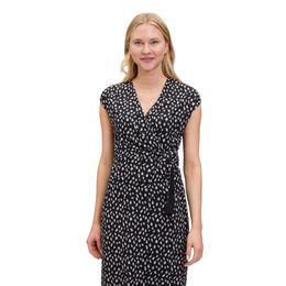 Kurzarmshirt Cartoon "Damen mit Raffung", Damen, Gr. 34, schwarz-wei&szlig; (wei&szlig;, schwarz), Obermaterial: 95% Polyester, 05% Elasthan; Futter: 95% Viskose, 5% Elasthan, figurumspielend normal, V-Ausschnitt, Shirts