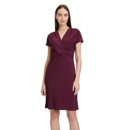 Jerseykleid Cartoon "Damen mit Raffung", Damen, Gr. 36, Normalgr&ouml;&szlig;en, lila (schwarz aubergine), Obermaterial: 95% Polyester, 05% Elasthan, figurbetont kurz, V-Ausschnitt, Kleider Jerseykleid