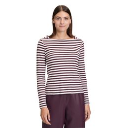 BETTY & CO Kurzarmshirt BETTY & CO "Damen mit U-Boot-Ausschnitt", Damen, Gr. L, cream, dunkelrot, Obermaterial: 100% Baumwolle., figurumspielend normal, eckiger Ausschnitt, Shirts