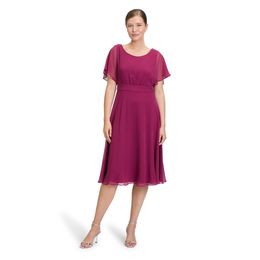 Cocktailkleid Vera Mont "Damen kurzarm", Damen, Gr. 44, Normalgr&ouml;&szlig;en, rosa (sweet berry), Chiffon, Obermaterial: 100% Polyester; Futter: 100% Polyester, ausgestellt kurz, Rundhals, Kleider, Raffung