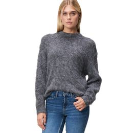 Strickpullover Zero "Damen mit Flaum", Damen, Gr. L, middle grau melange, Strick, Obermaterial: 58% Polyacryl, 14% Polyamid, 14% Polyester, 12% Wolle, 2% Elasthan, aufgeraut, figurbetont normal, B&uuml;ndchen, Pullover Strickpullover, Plain/ohne Details