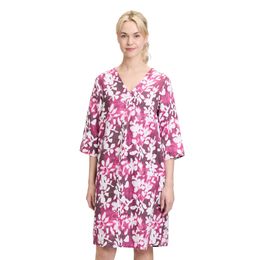 Sommerkleid Cartoon "Damen mit Muster", Damen, Gr. 34, Normalgr&ouml;&szlig;en, rosa (cream, ros&eacute;), Obermaterial: 100% Leinen, l&auml;ssig geschnitten kurz, U-Boot-Ausschnitt, Kleider Sommerkleid
