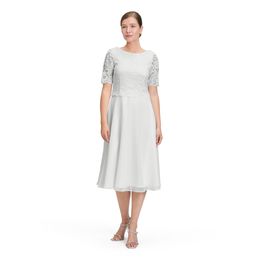 Cocktailkleid Vera Mont "Damen mit Spitze", Damen, Gr. 36, Normalgr&ouml;&szlig;en, wei&szlig; (rohwei&szlig;), Obermaterial: 100% Polyester; Futter: 100% Polyester, ausgestellt kurz, Rundhals, Kleider, Spitze