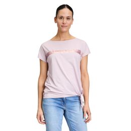 Kurzarmshirt Betty Barclay "Damen mit Schleifenknoten", Damen, Gr. 38, pink (pink nectar), Jersey, Obermaterial: 62% Viskose, 23% Polyester, 11% Polyester, 4% Elasthan, loose fit normal, U-Boot-Ausschnitt, Shirts, Pailletten
